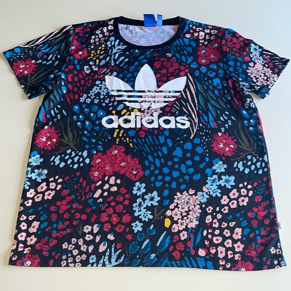 adidas | Tops | Adidas Originals Floral Pattern Trefoil Tee | Poshmark